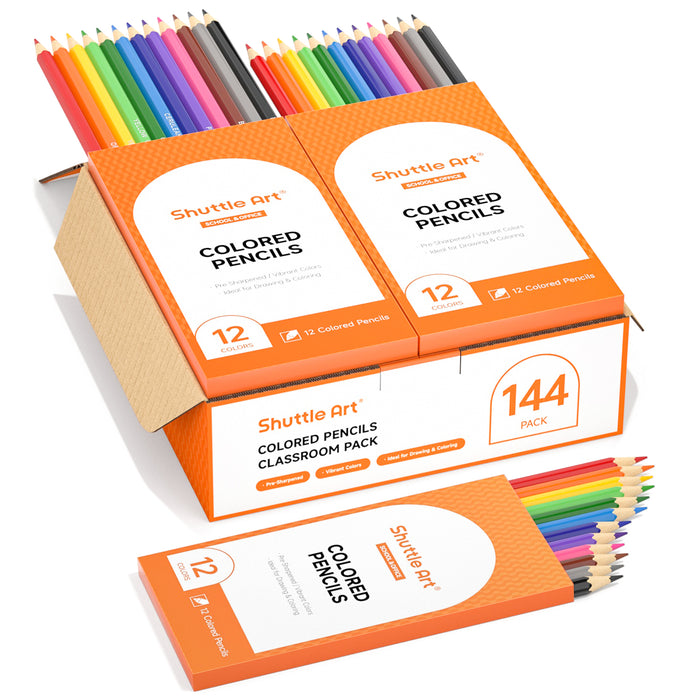 Colored Pencils Bulk, 12 Assorted Colors - Set of 144 — Shuttle Art