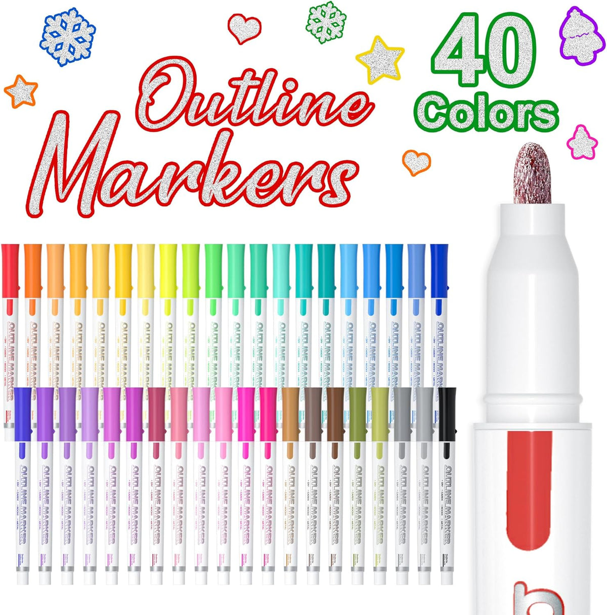 Double Line Outline Markers- 40 Colors — Shuttle Art