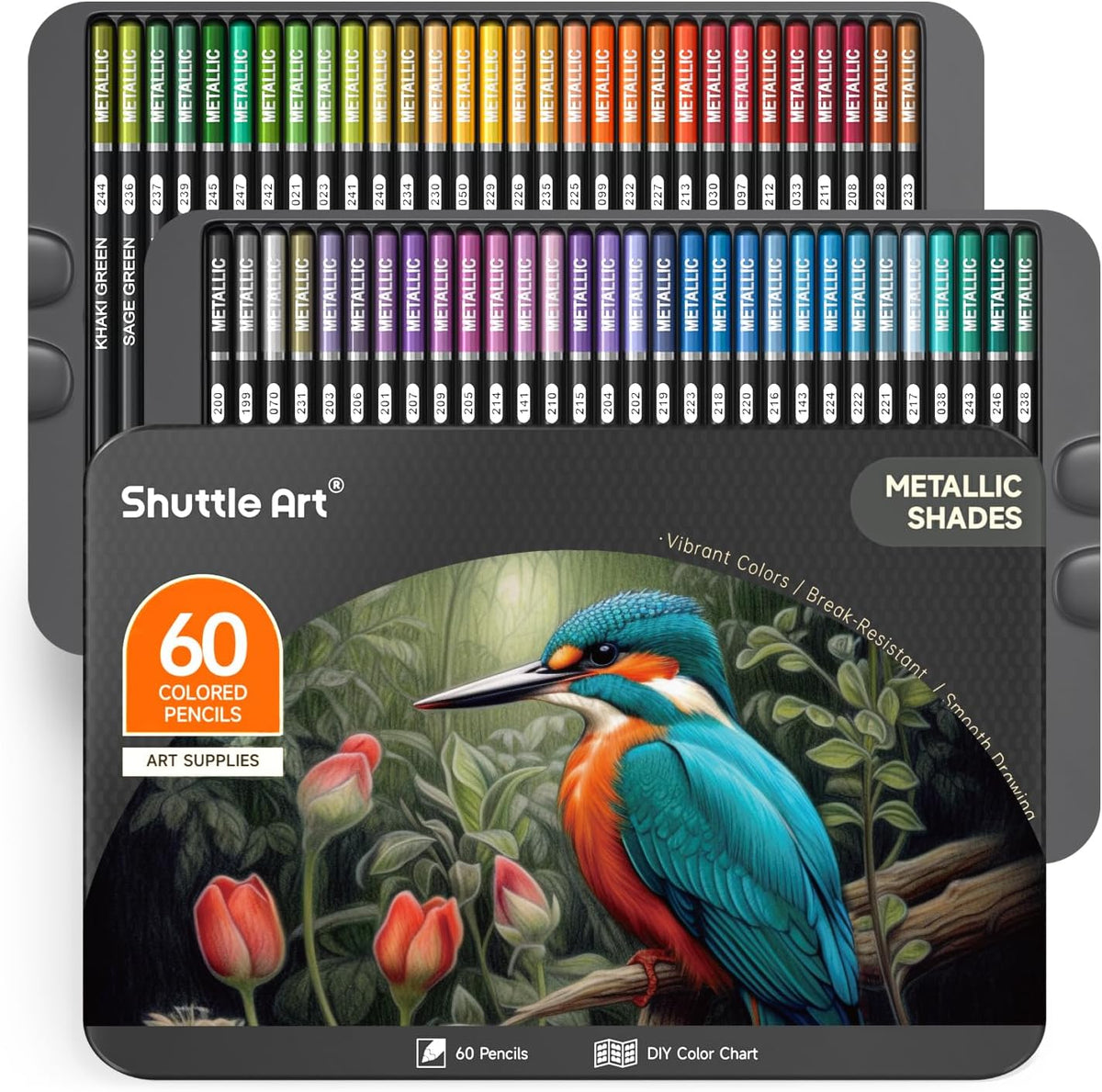 Colored Pencils, Metallic Colors - Set of 60 — Shuttle Art