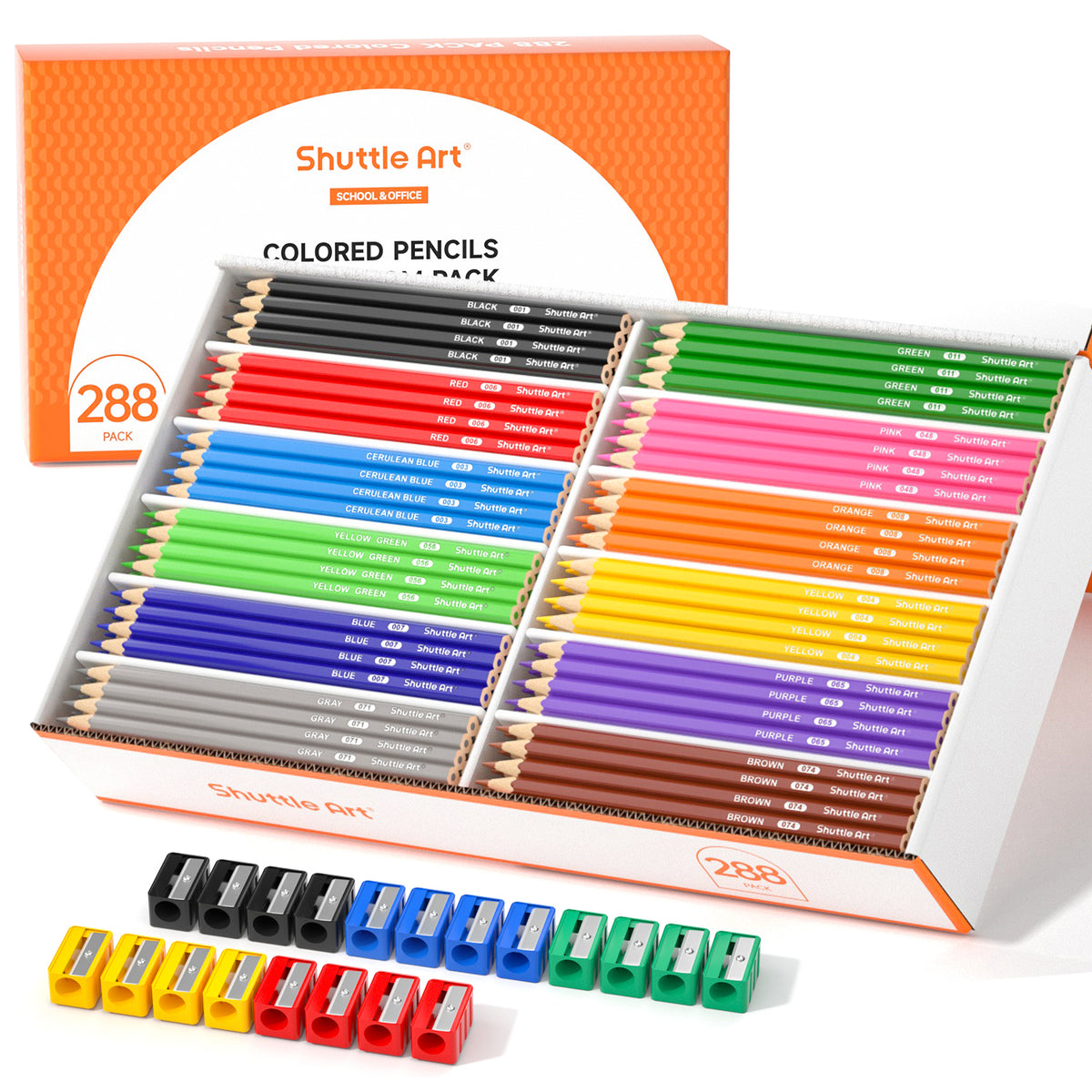 Colored Pencils Bulk, 12 Assorted Colors -Set of 288 — Shuttle Art