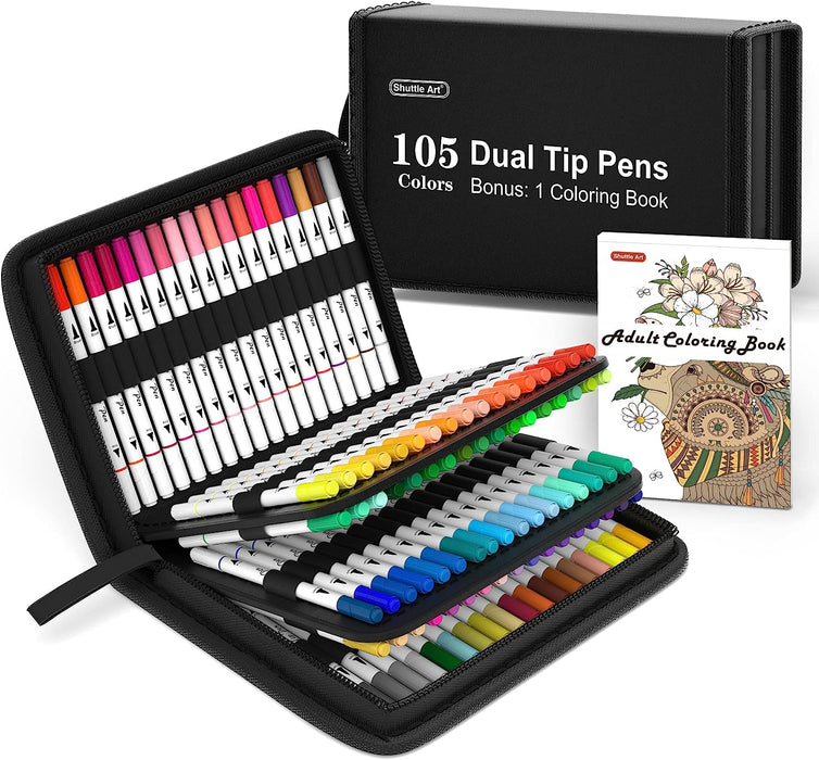 Dual Tip Brush Pens Art Markers -Set of 105 Colors — Shuttle Art