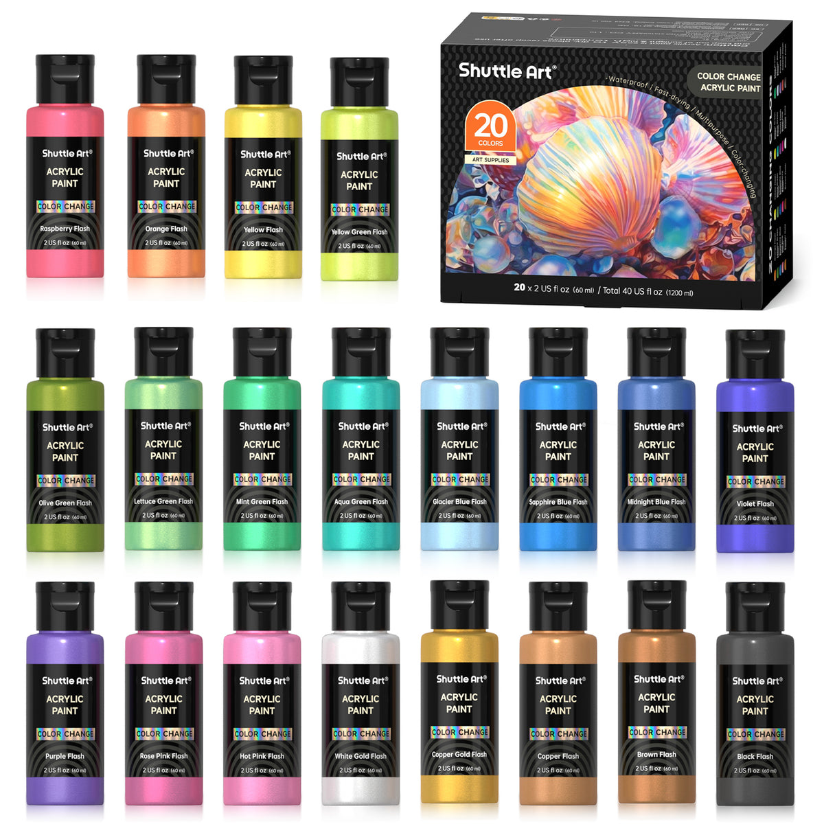 Color Change Acrylic Paint Set of 20 Chameleon Colors — Shuttle Art