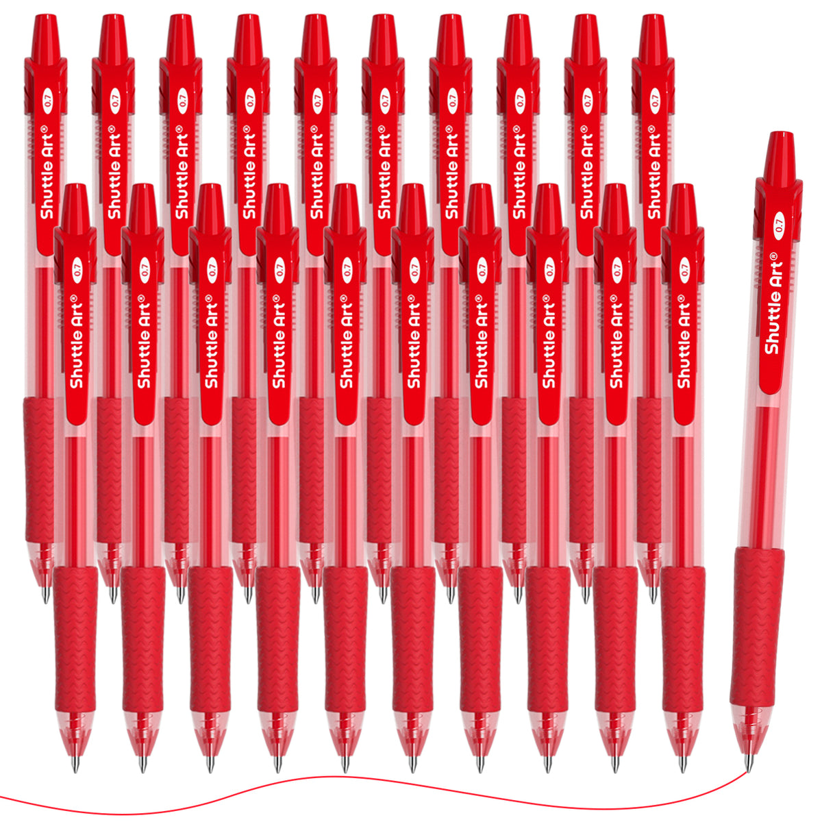 Red Gel Pens, 20 Pack Retractable 0.7mm — Shuttle Art