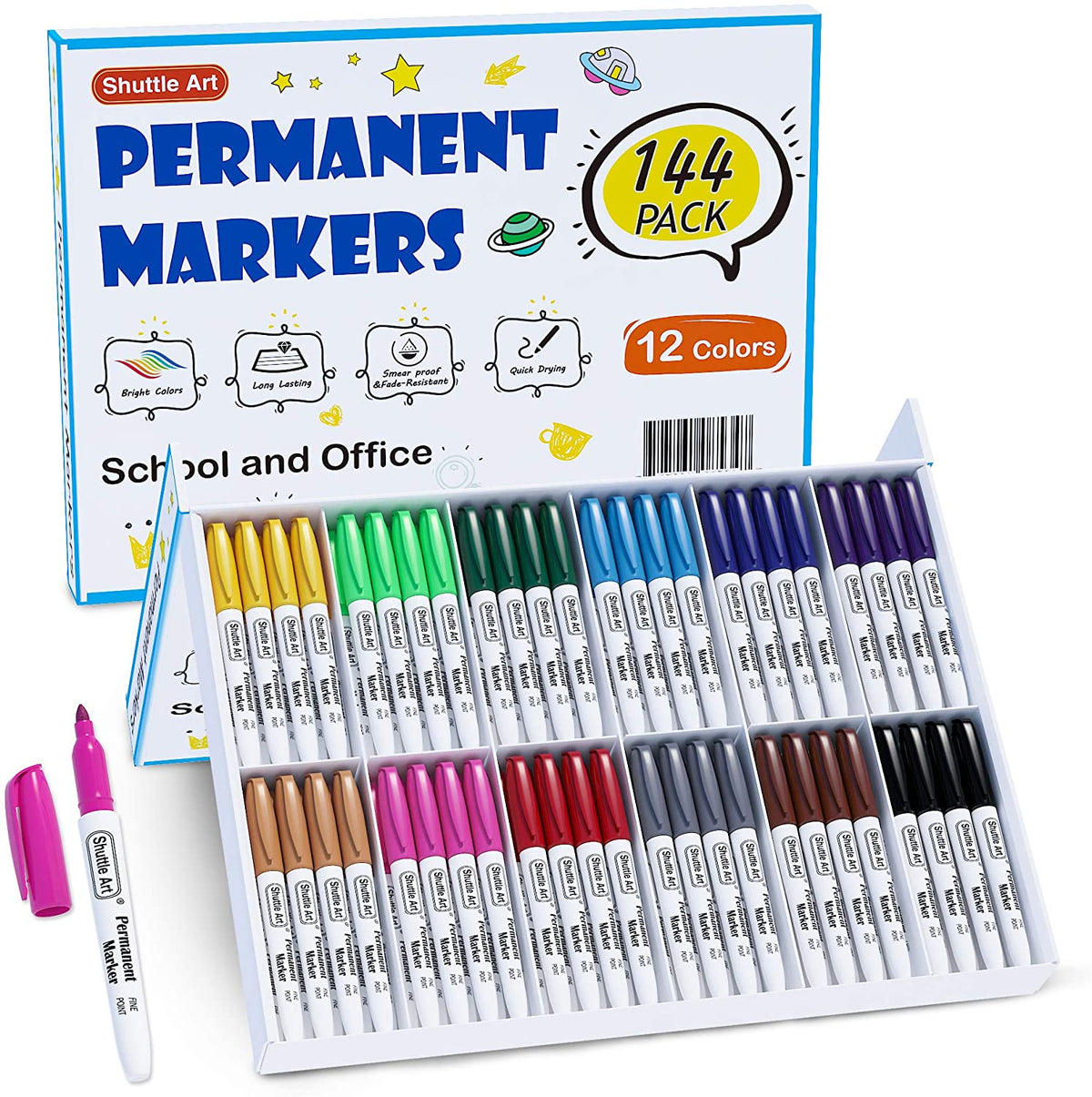Colored Permanent Markers, 12 Colors - Set of 144 — Shuttle Art