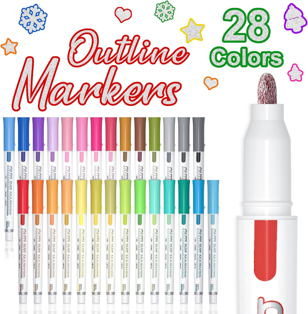 Double Line Outline Markers- 28 Colors — Shuttle Art