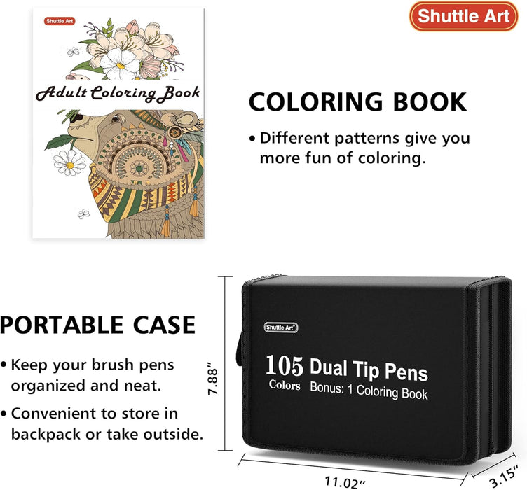 Dual Tip Brush Pens Art Markers -Set of 105 Colors — Shuttle Art
