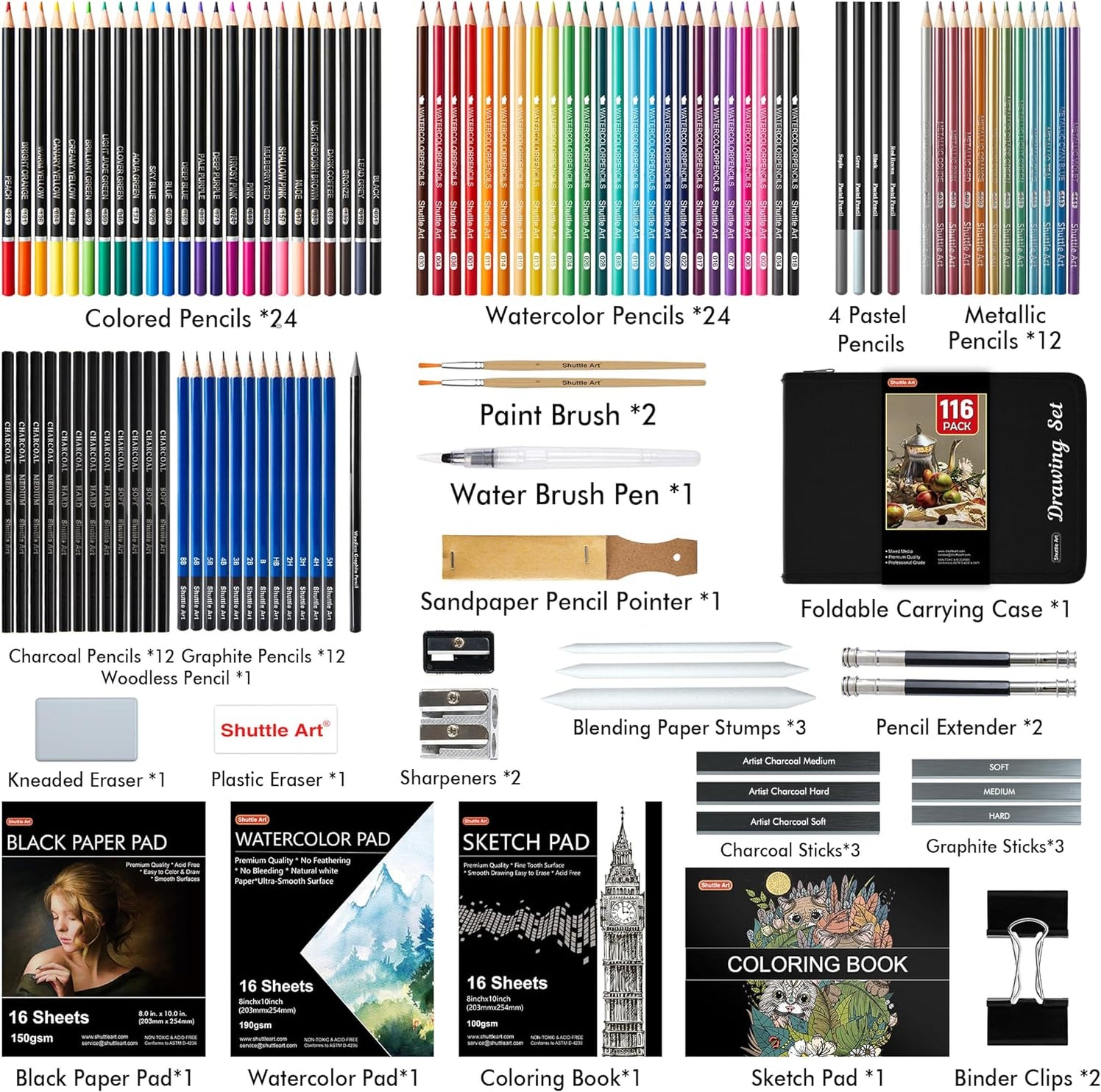 Drawing Kit - Set of 116 PCS — Shuttle Art