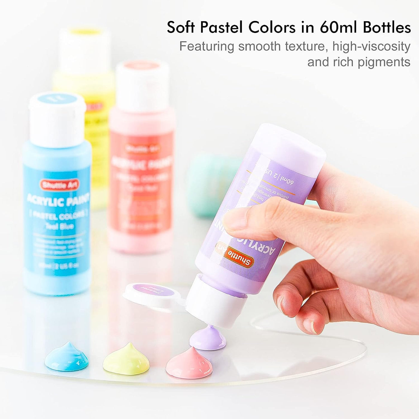 Pastel Acrylic Paint - Set of 30 Colors with 10 Paint Brushes — Shuttle Art