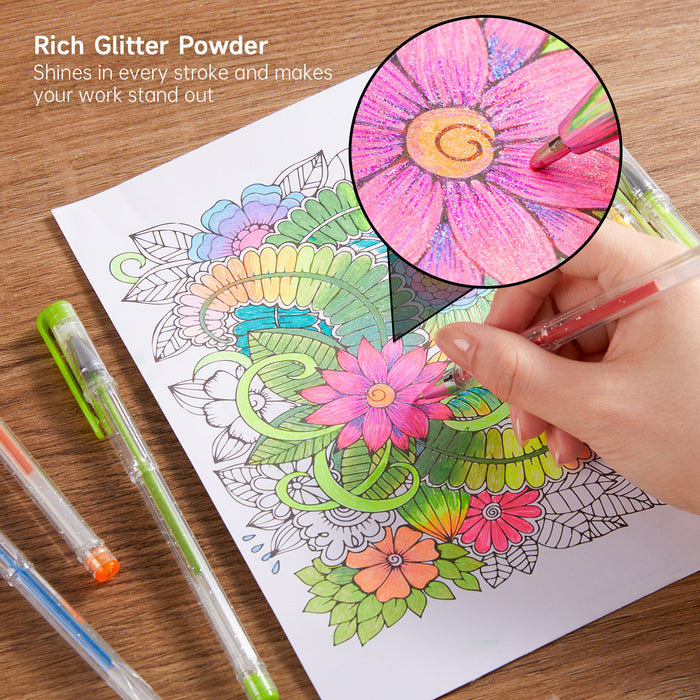 Colored Glitter Gel Pens 120 Colors Gel Pen with 120 Refills Set of Shuttle Art