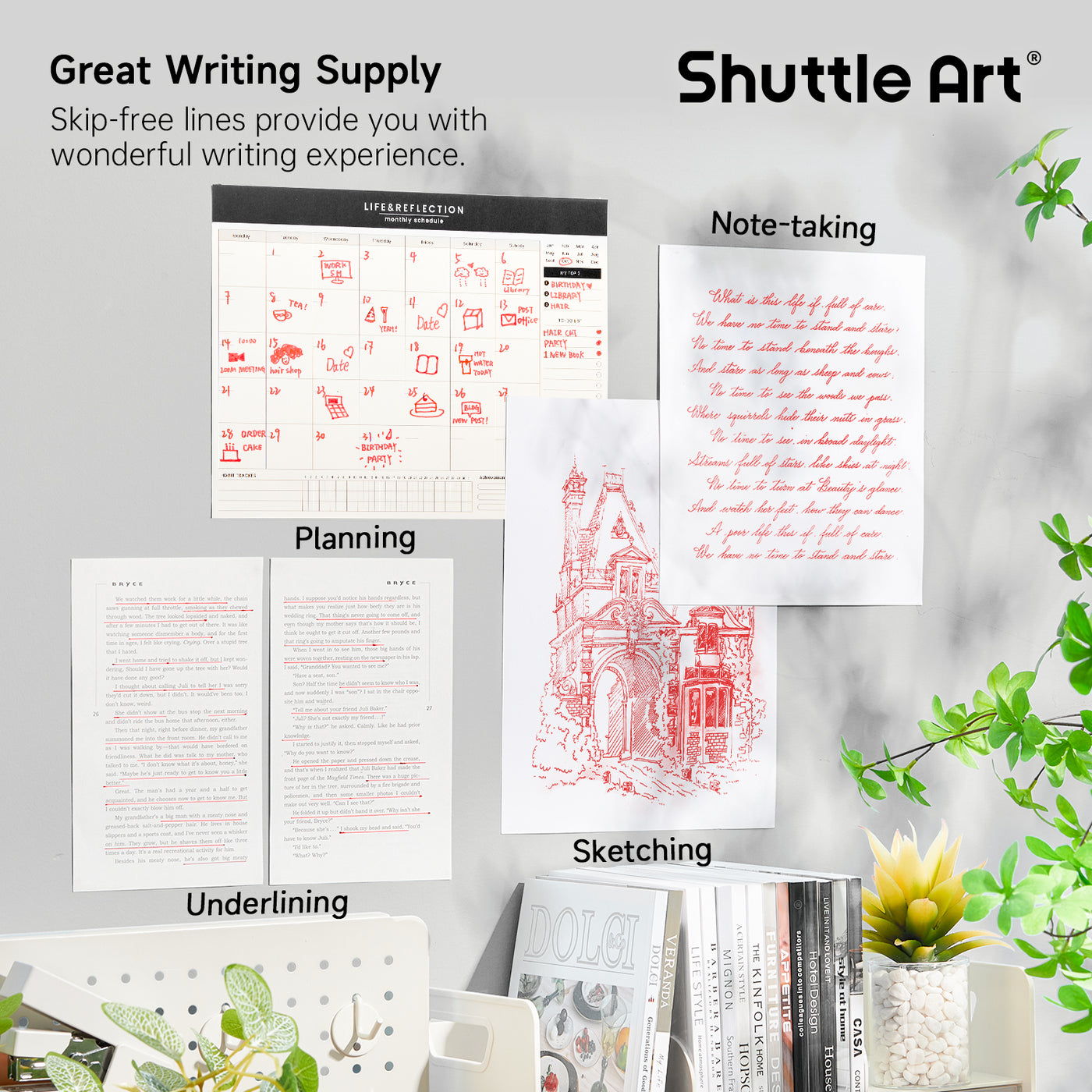 Red Gel Pens, 40 Pack Retractable 0.7mm — Shuttle Art