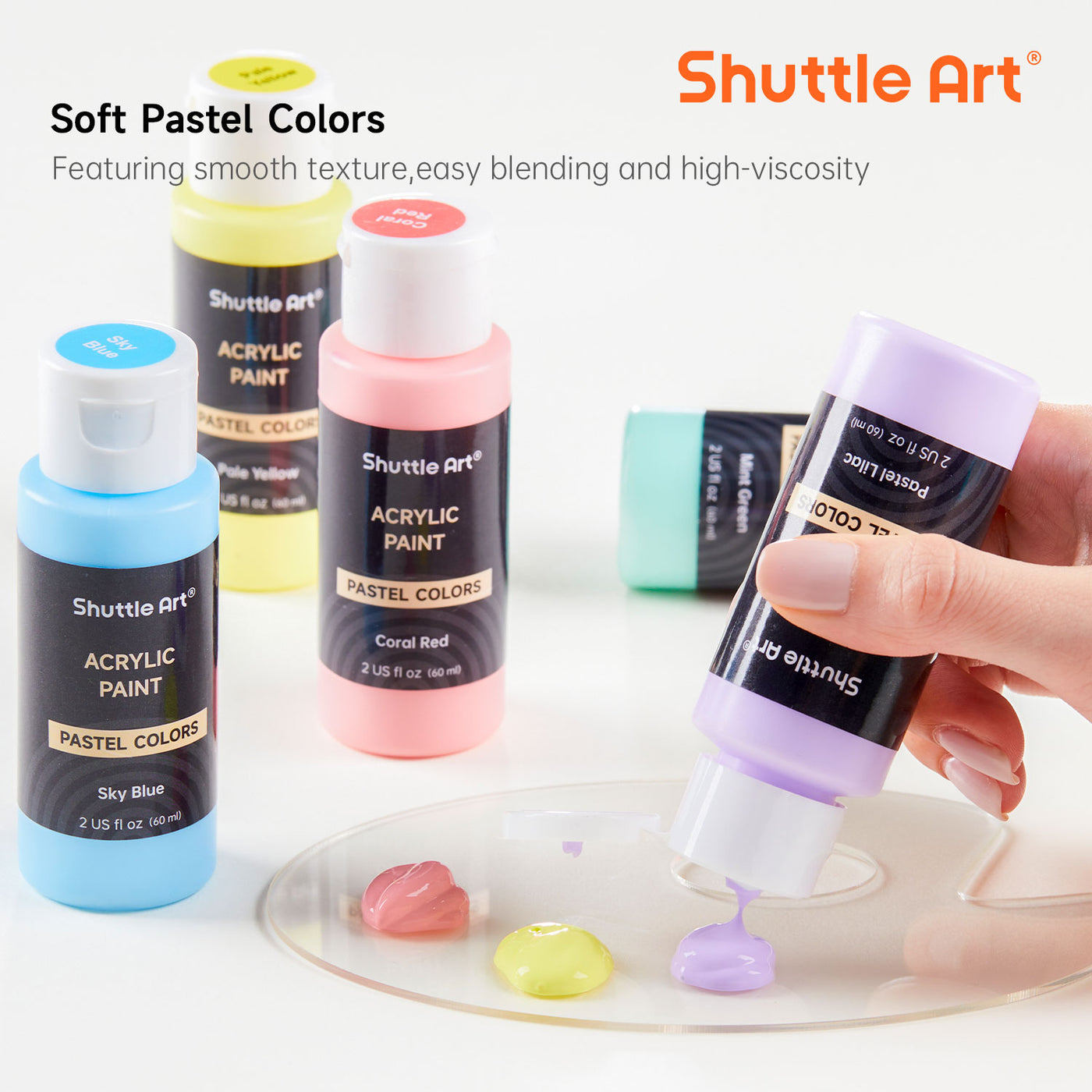 Pastel Acrylic Paint - Set of 30 Colors with 10 Paint Brushes — Shuttle Art
