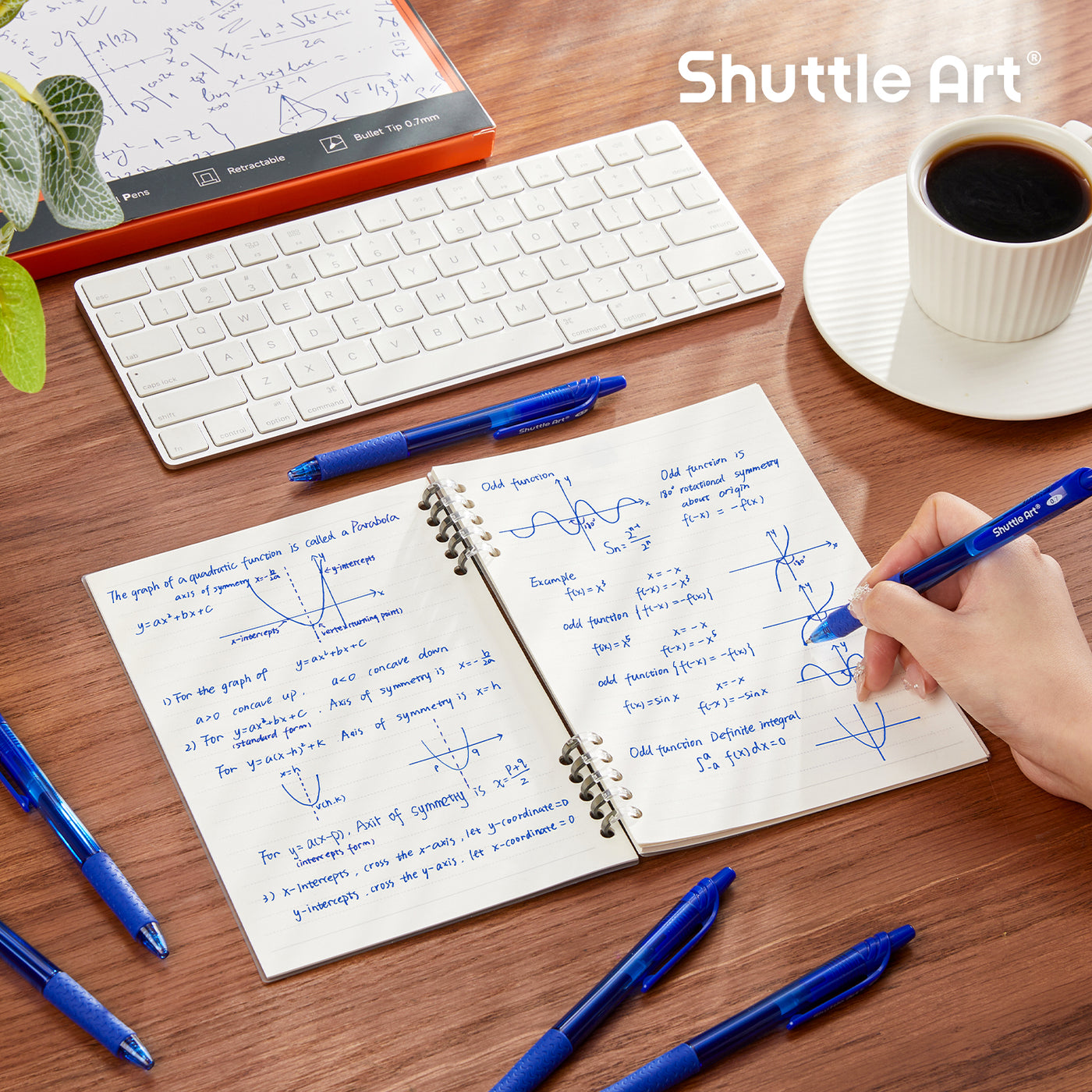 Blue Gel Pens, 40 Pack Retractable 0.7mm — Shuttle Art