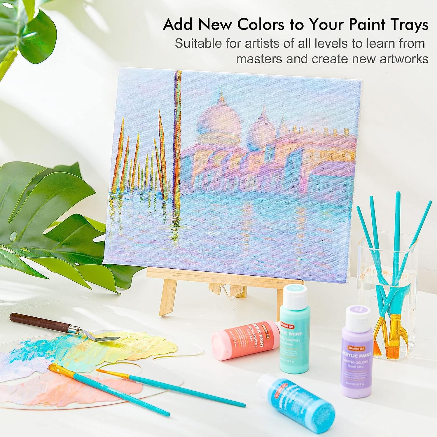 Pastel Acrylic Paint - Set of 30 Colors with 10 Paint Brushes — Shuttle Art