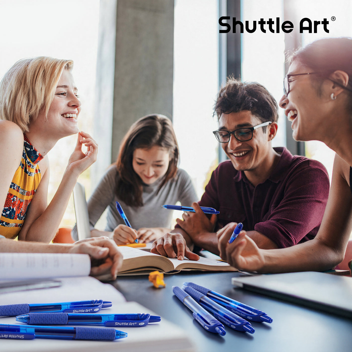 Blue Gel Pens, 40 Pack Retractable 0.7mm — Shuttle Art