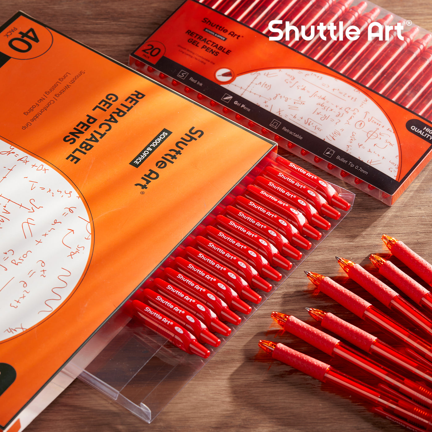 Red Gel Pens, 40 Pack Retractable 0.7mm — Shuttle Art