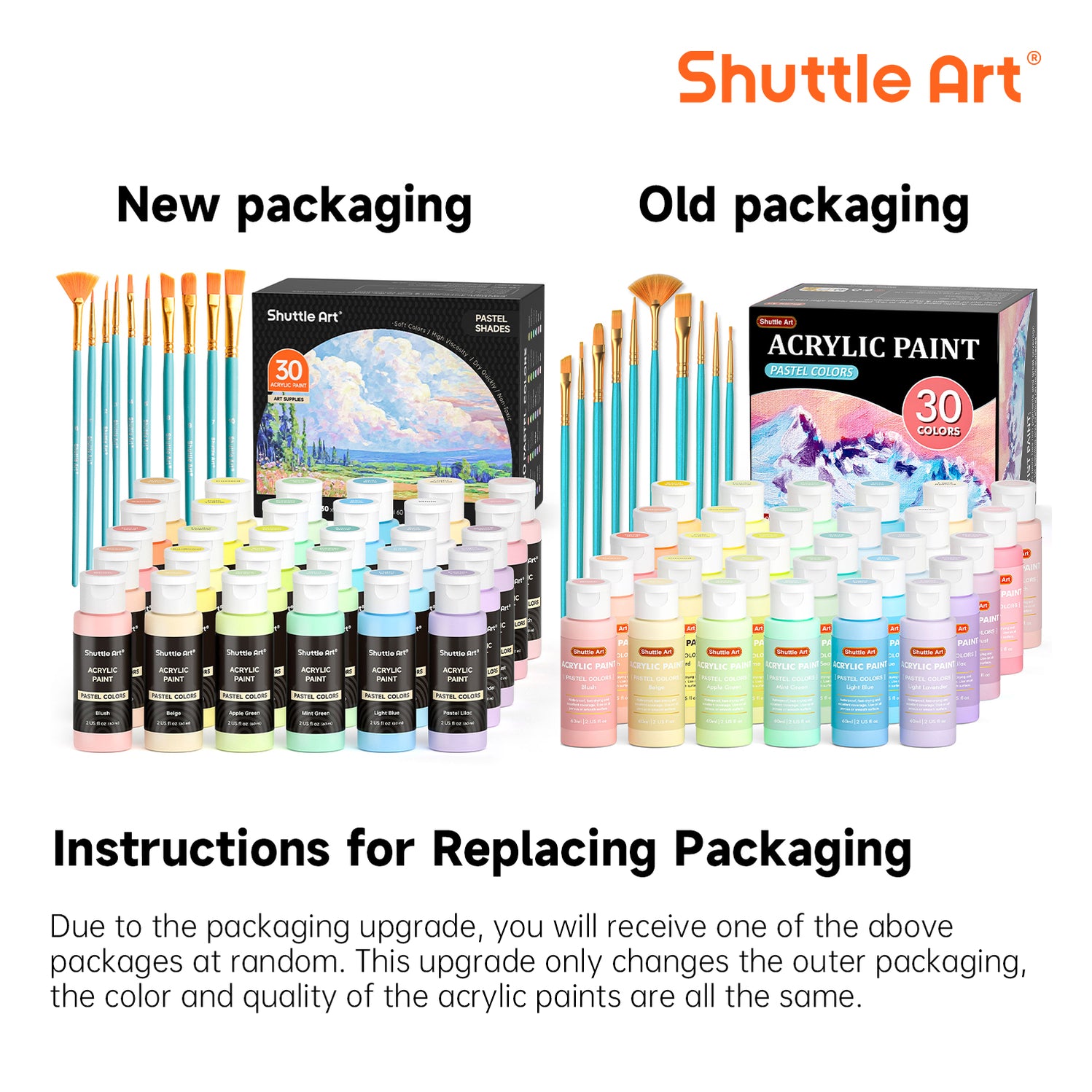 Pastel Acrylic Paint - Set of 30 Colors with 10 Paint Brushes — Shuttle Art