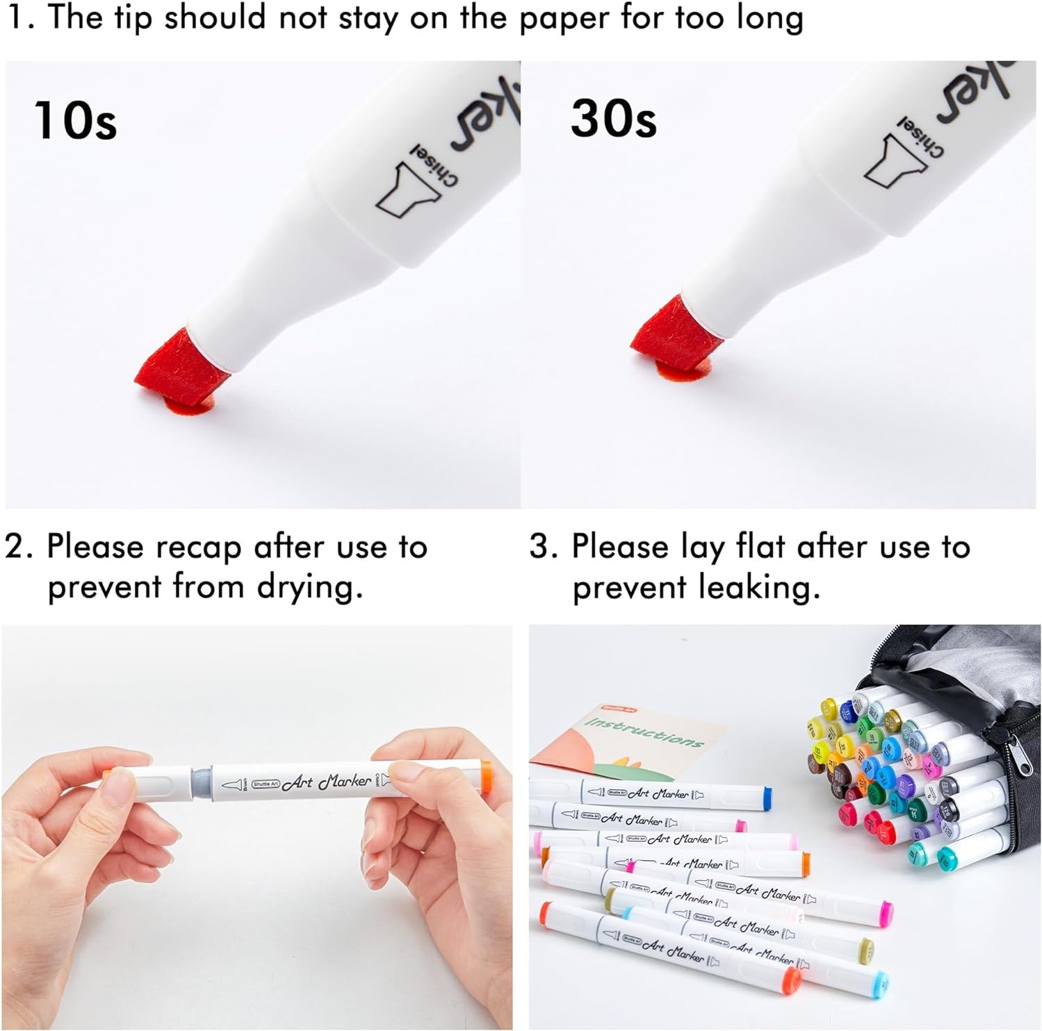 Dual Tip Brush & Chisel Tip Art Marker - Set of 50 Colors plus 1 Blend ...