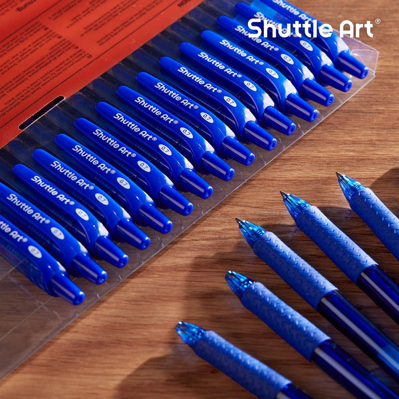 Blue Gel Pens, 20 Pack Retractable 0.7mm — Shuttle Art