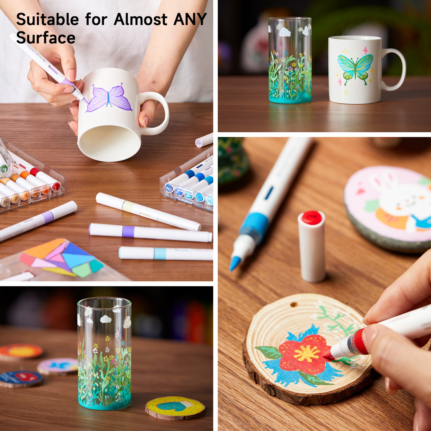 Automatic Ink Control Acrylic Paint Markers- Set of 60 Colors, Brush T ...