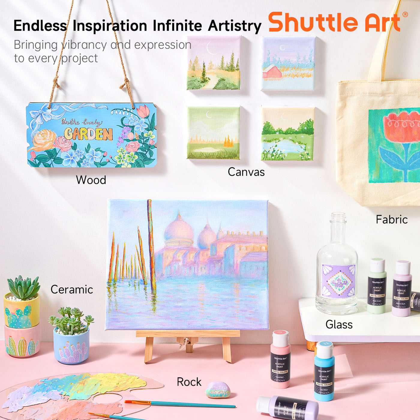 Pastel Acrylic Paint - Set of 30 Colors with 10 Paint Brushes — Shuttle Art