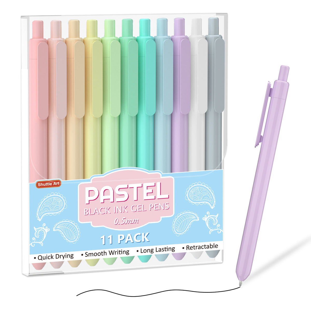 Pastel Black Ink Gel Pens - Set of 11 — Shuttle Art