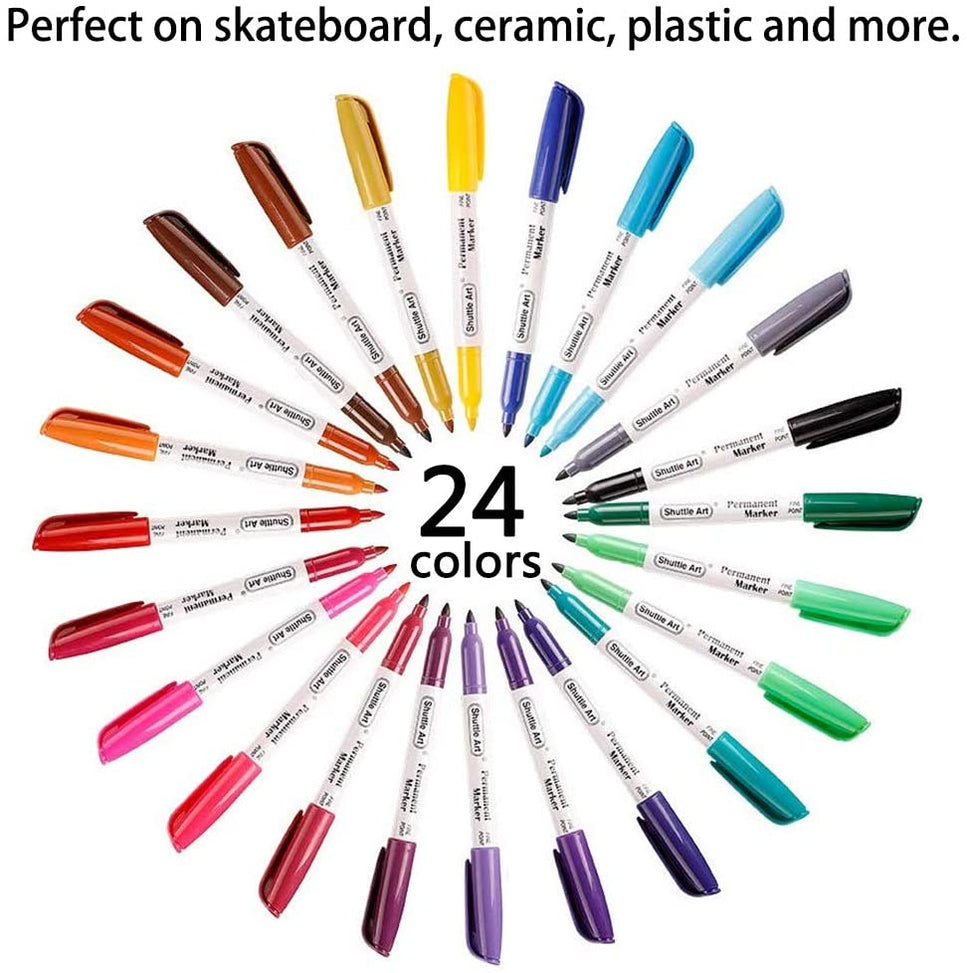 Colored Permanent Markers, Fine Point - Set of 24 — Shuttle Art