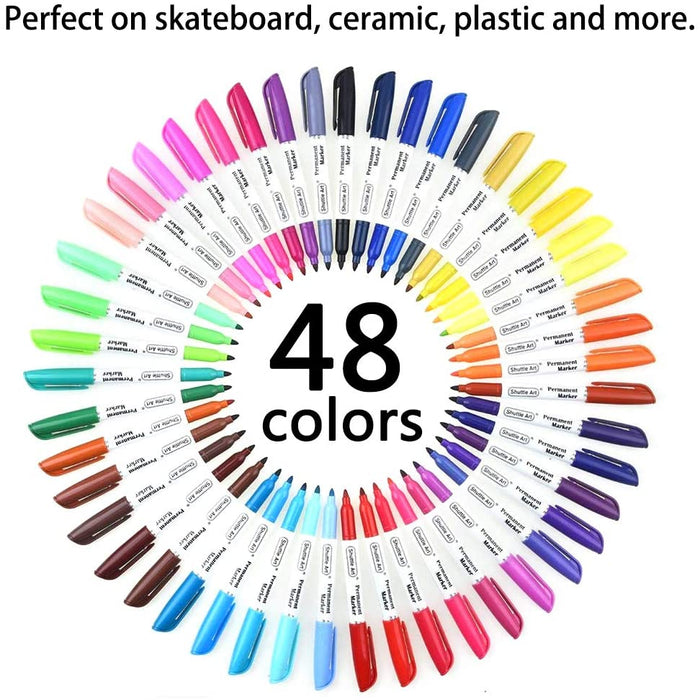 Colored Permanent Markers, Fine Point - Set of 48 — Shuttle Art